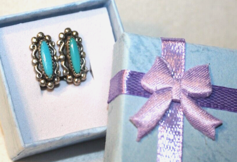 CLASSIC BELL TRADING POST SUNBELL STERLING SILVER TURQUOISE SCROLL CLIP ...