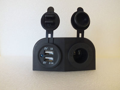 Double USB & Engel Fridge Socket Surface Mount 4x4 Camper Caravan Boat ...