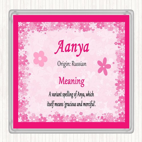 Aanya Name Meaning Drinks Mat Coaster Pink | eBay
