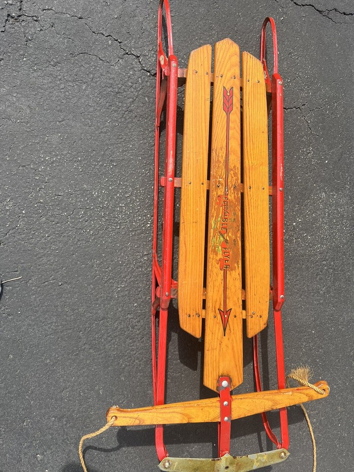 VINTAGE GENUINE FLEXIBLE FLYER SLED MODEL 41J WOOD & METAL 40 x 21 x 6 ...