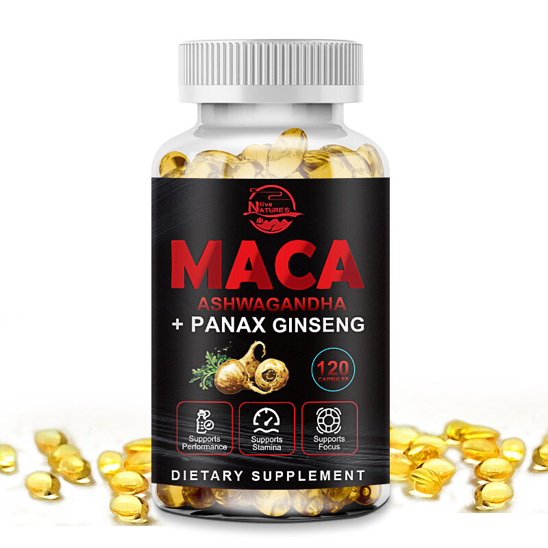 Maca Ashwagandha Panax Ginseng Capsules Herbs Extract Organic Vitamins ...