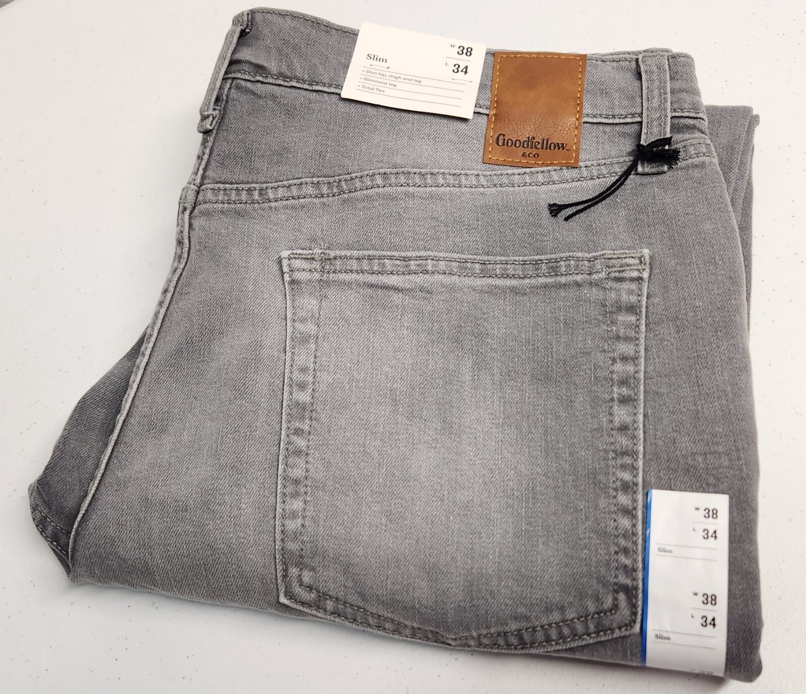NEW Men's Goodfellow Total Flex Slim Gray Stretch Jeans size 38x34 | eBay