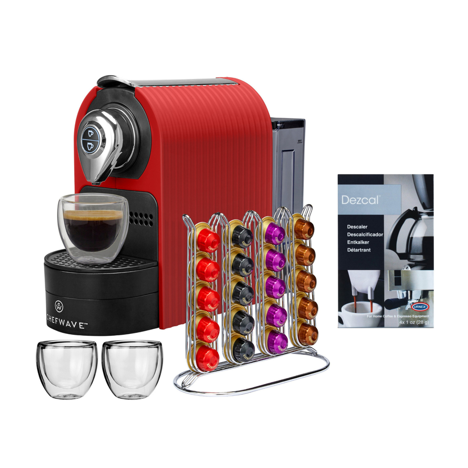 Chefwave Espresso Machine for Nespresso Red Capsule Holder and Cups ...
