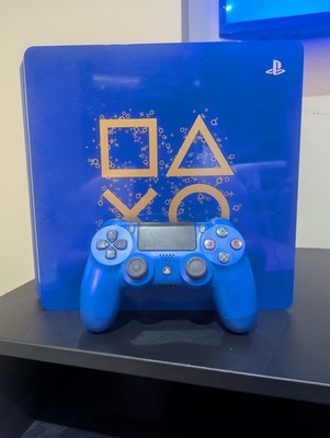 PS4 Days of Play Console 500GB with Blue Controller, Cords & Games ...