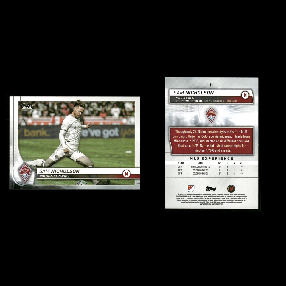 Sam Nicholson #11 2020 Topps MLS Colorado Rapids Soccer Card NM | eBay
