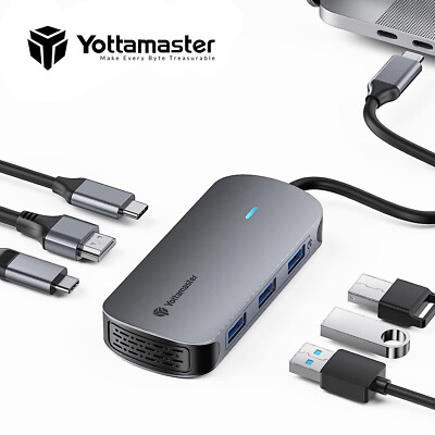 Yottamaster 6 in 1 USB-C Hub USB3.0 4K HDMI Adapter PD60W Für PC ...