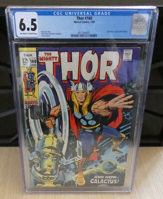 Thor #160 Marvel Comics 1969 Galactus vs. Ego battle begins - CGC 6.5 ...