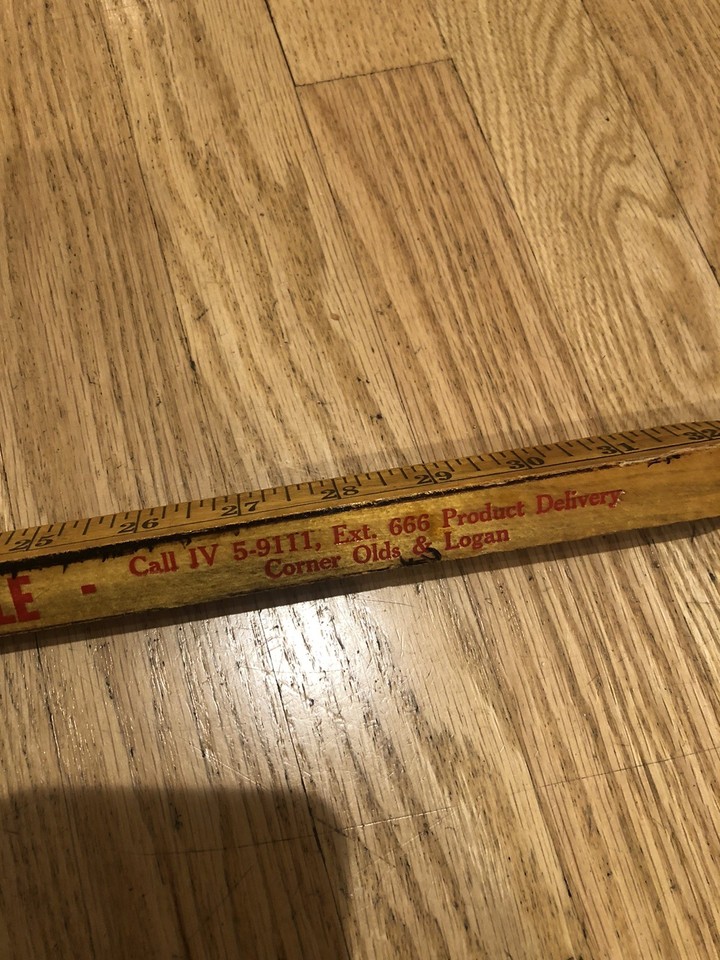 Vintage Square Wood Walking Yardstick OLDSMOBILE CHICAGO CORNER OLDS ...
