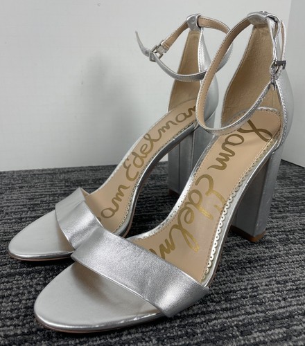 🔥 Sam Edelman • Yaro Silver Leather Heels Shoes • Women’s Size 10 M | eBay