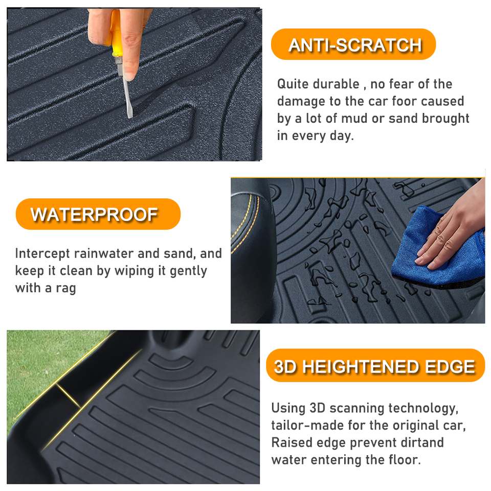 🔥3PCS RUBBER FLOOR MATS FOR FORD RANGER T7 T8 2012-2021 WILDTRAK ...
