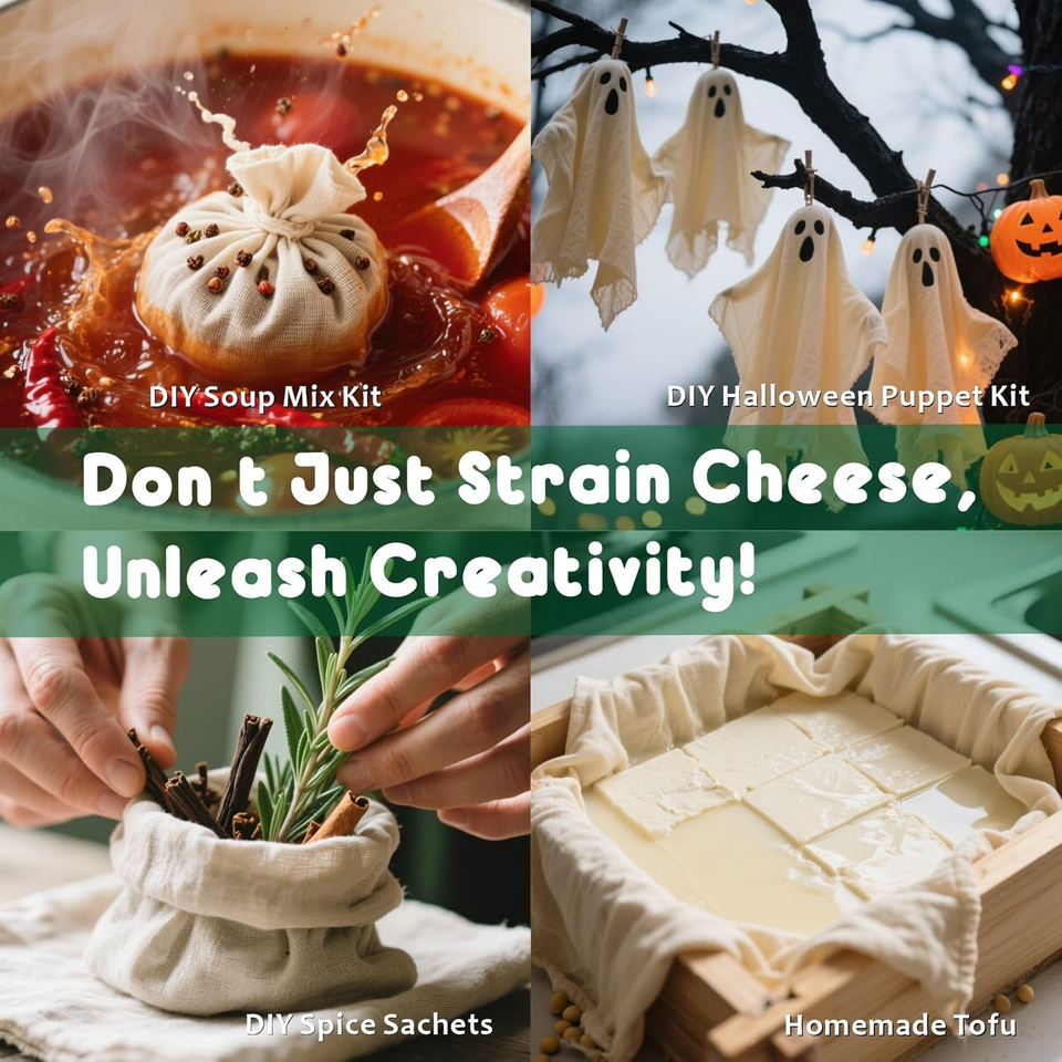 Cheese Cloths 6 Pack - 20x20 Inch Unbleached Organic Cheesecloth for ...