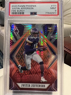2020 JUSTIN JEFFERSON PHOENIX FIRE BURST RC ROOKIE #111 PSA 9 MINNESOTA ...