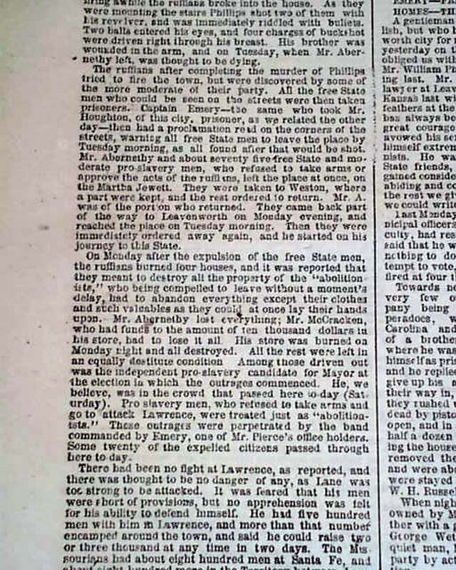 BATTLE OF OSAWATOMIE KS John Brown Free-Staters Border Ruffians 1856 ...