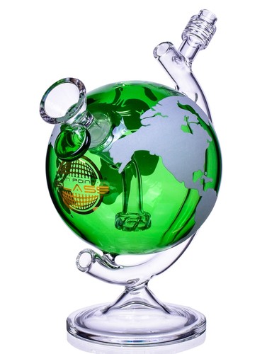 THICK 8" Glow In The Dark SPHERICAL Bong UNIQUE Glass Water Pipe HOOKAH ...