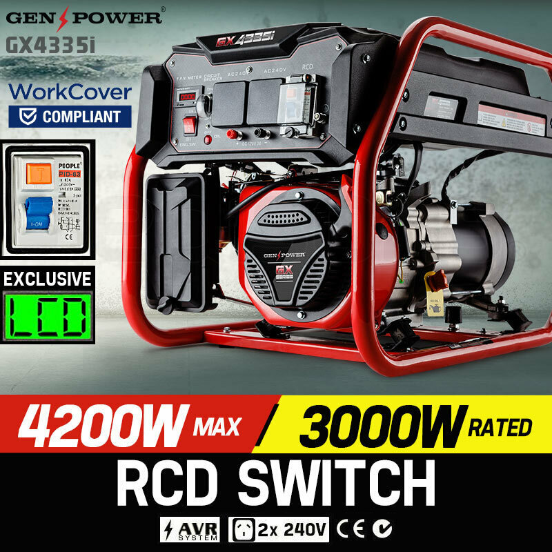 GENPOWER 4.2kW Max 3kW Rated Generator Single-Phase Petrol - Site ...