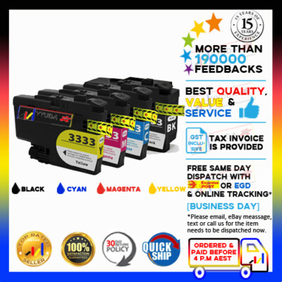 4x NoNOEM Ink Cartridge LC-3333 LC3333 BCMY for Brother DCP J1100DW MFC ...