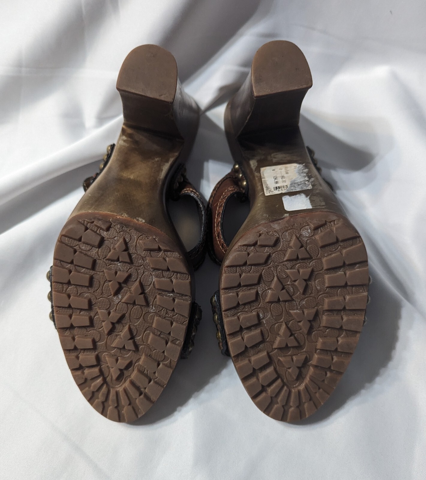 Coach Chrissy Brown Leather Platform Sandal High Heel Size 11M Wood ...