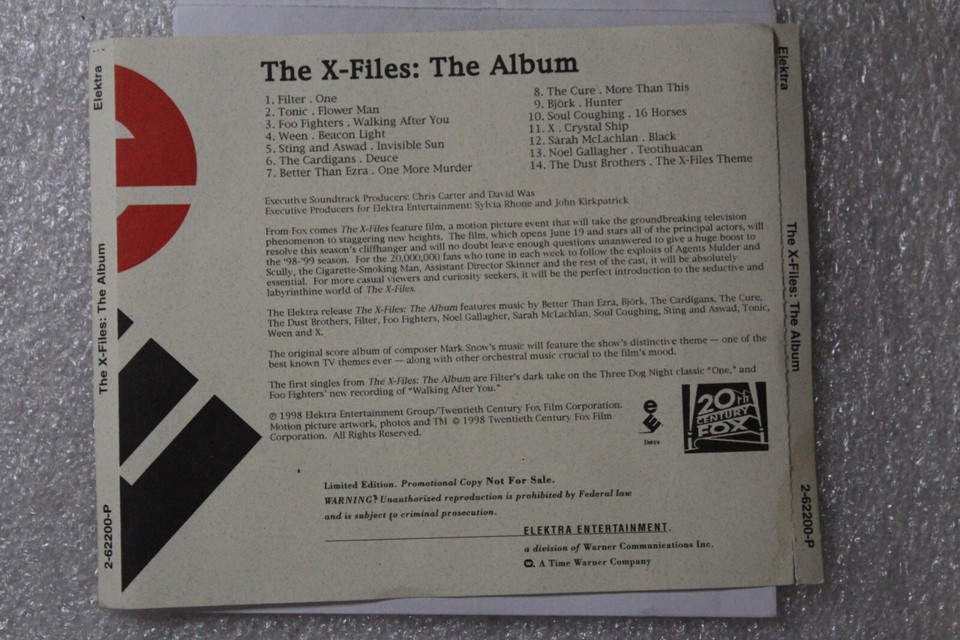 The X-Files The Album CD Promo Made In USA No Front Art | eBay