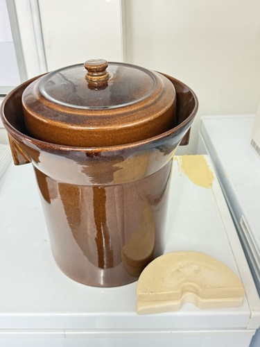 Stoneware 10L – fermenting crock pot with water seal and li | eBay UK