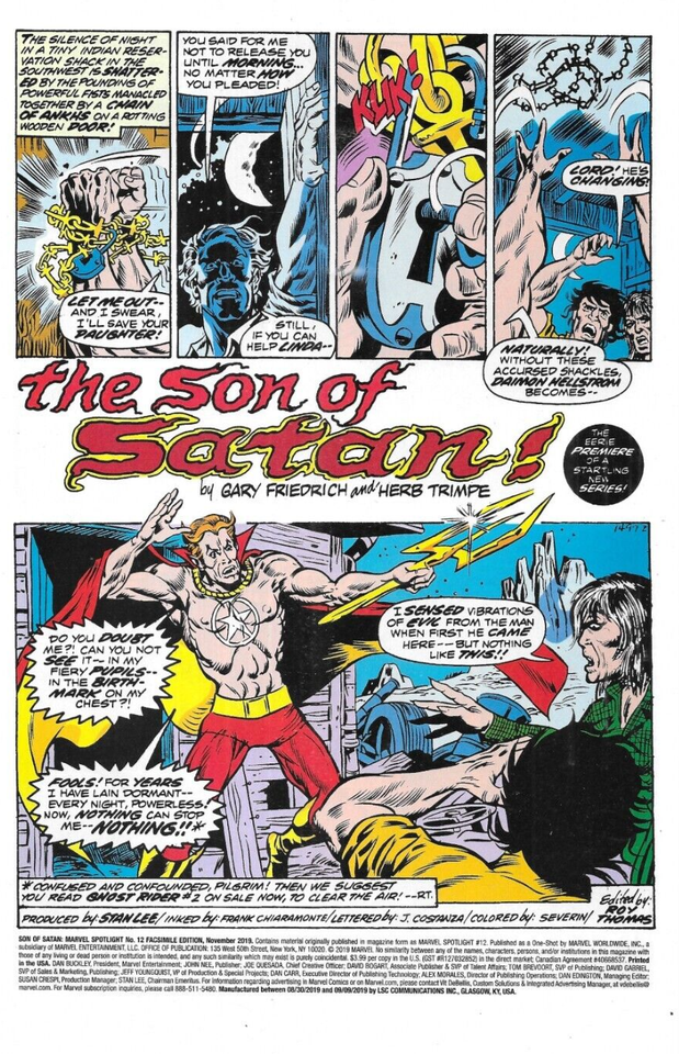 Marvel Spotlight Comic 12 Son of Satan Facsimile Edition 2019 Friedrich Trimpe | eBay