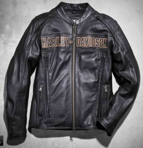 Harley Davidson Men Roadway Bar&Shield Black Leather Riding Jacket XL ...