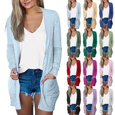 Women Summer Beach Cardigan Long Sleeve Open Cover Up Tops Casual ...