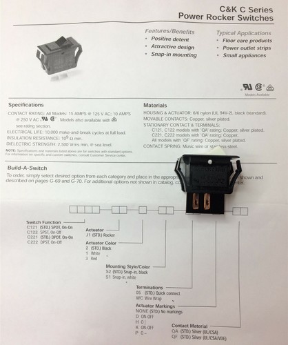 C222-J1-1-S2-07-QA C&K SWITCH ON OFF DPS 6 PIECES | eBay