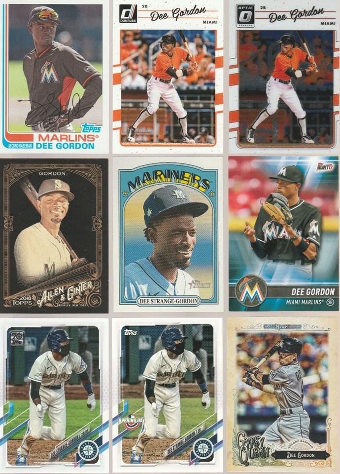 Huge 45 + different DEE GORDON cards lot 2012- 2021 Dodgers Marlins ...