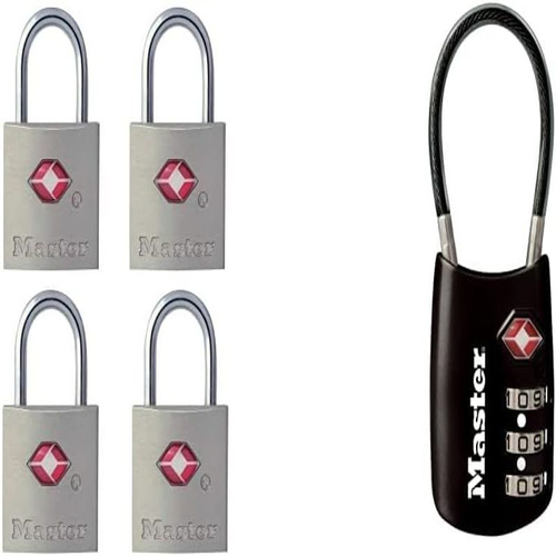 Master Lock TSA Luggage Locks with Key, 4 Pack, 4683Q & Set Silver ...