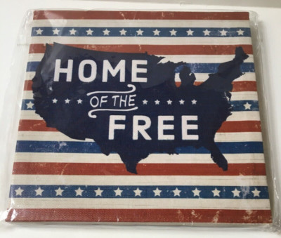 4Th of July Patriotic Sign America Decor HOME OF THE FREE Wall Hanging ...