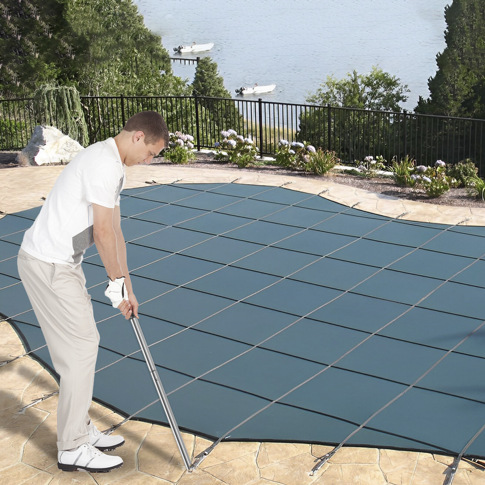 26-1/2 inch Pool Cover Tool Stainless Steel Swimming Pool Safety Cover ...
