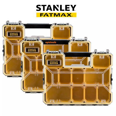 3 x Stanley Waterproof Fatmax Deep Pro Organiser Tool Screw Storage ...