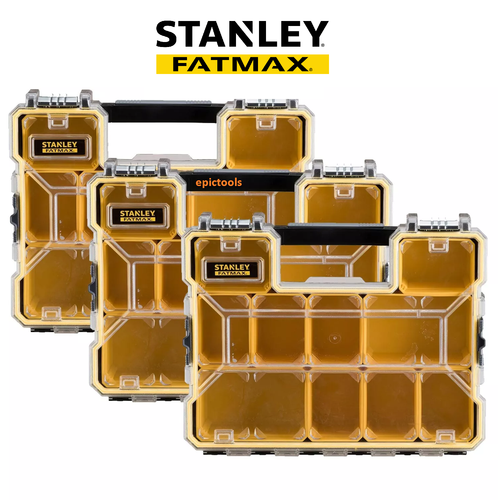 3 x Stanley Waterproof Fatmax Deep Pro Organiser Tool Screw Storage ...