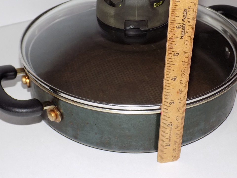 Cooks Essentials 2 3/4 Qt Double Handle Skillet Frying Pan Vented Lid ...