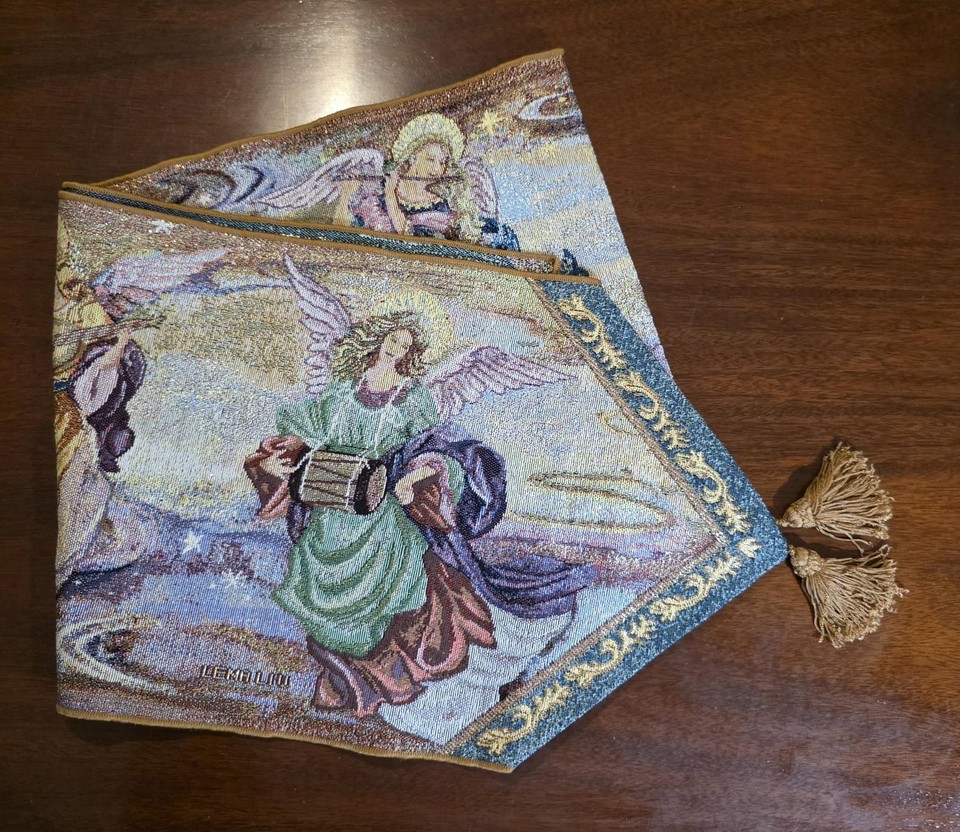 Lena Liu Angel Song Tapestry Table Runner Angels Tassels Christmas Made ...