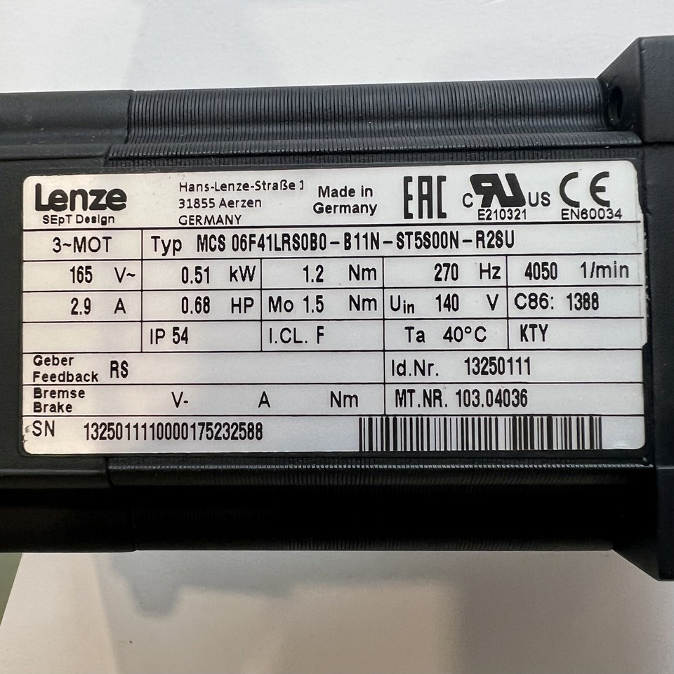 NEW LENZE Synchronous Servo Motor MCS 06F41LRS0B0-B11N-ST5S00N-R2SU | eBay