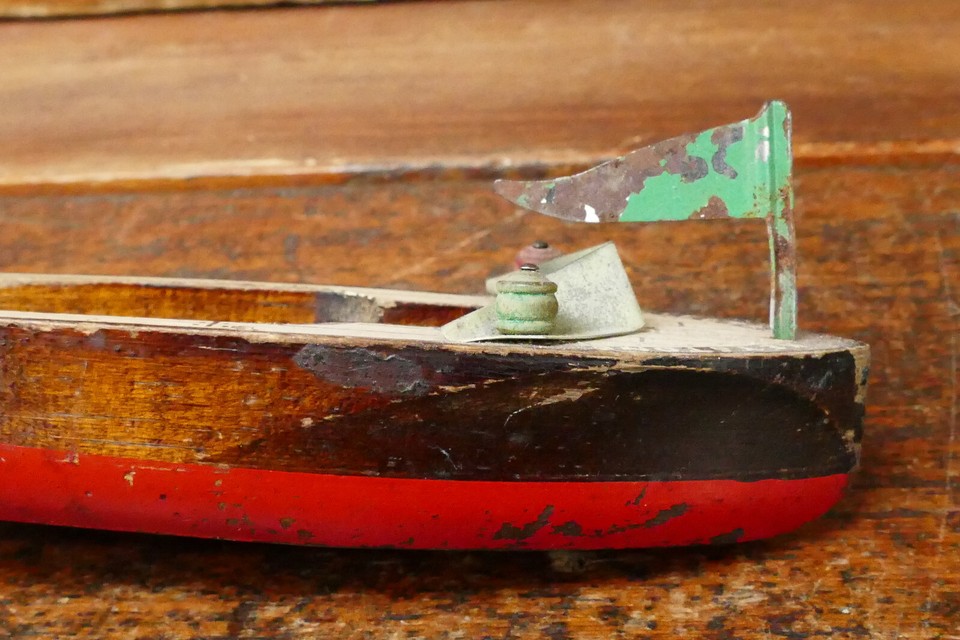 RARE Vintage Original Keystone Electric Battery Operated Wood Pond Boat ...