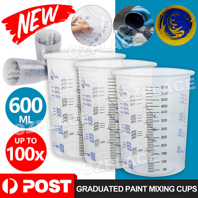 50/100Pcs Disposable Graduated Mixing Cups Measuring Ratios Paint UV ...