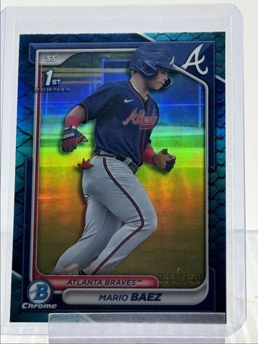MARIO BAEZ 2024 BOWMAN CHROME 1ST BLUE REFRACTOR REPTILIAN BRAVES /150 ...