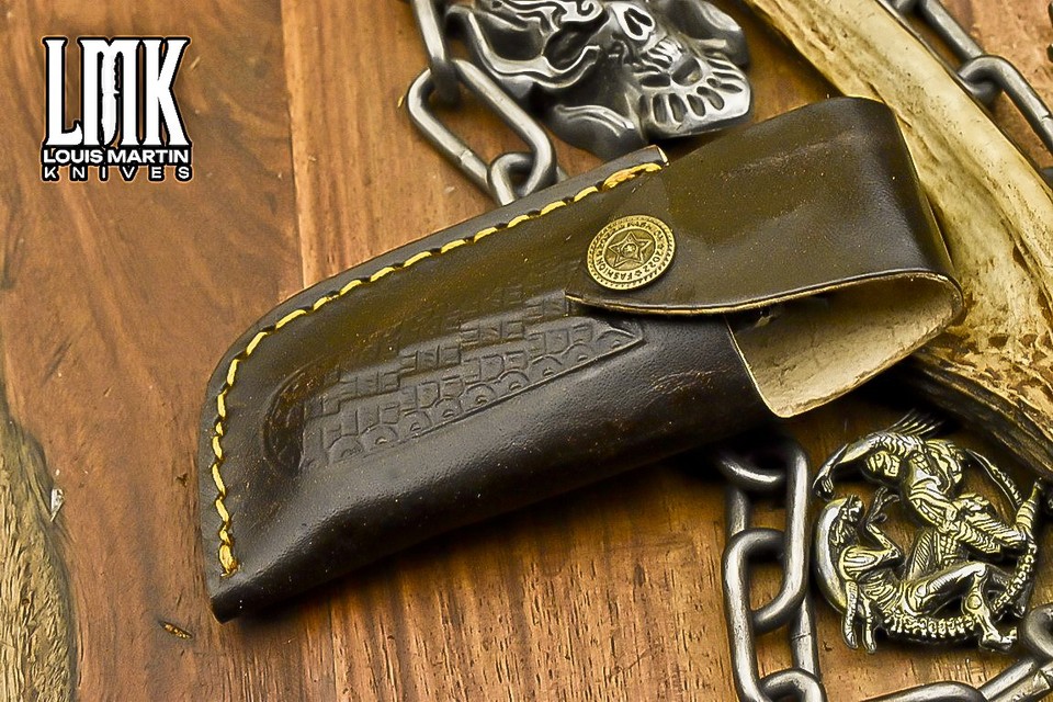 LMK Hand Crafted Twist Damascus Folding Knife Hard Wood Back Lock ...