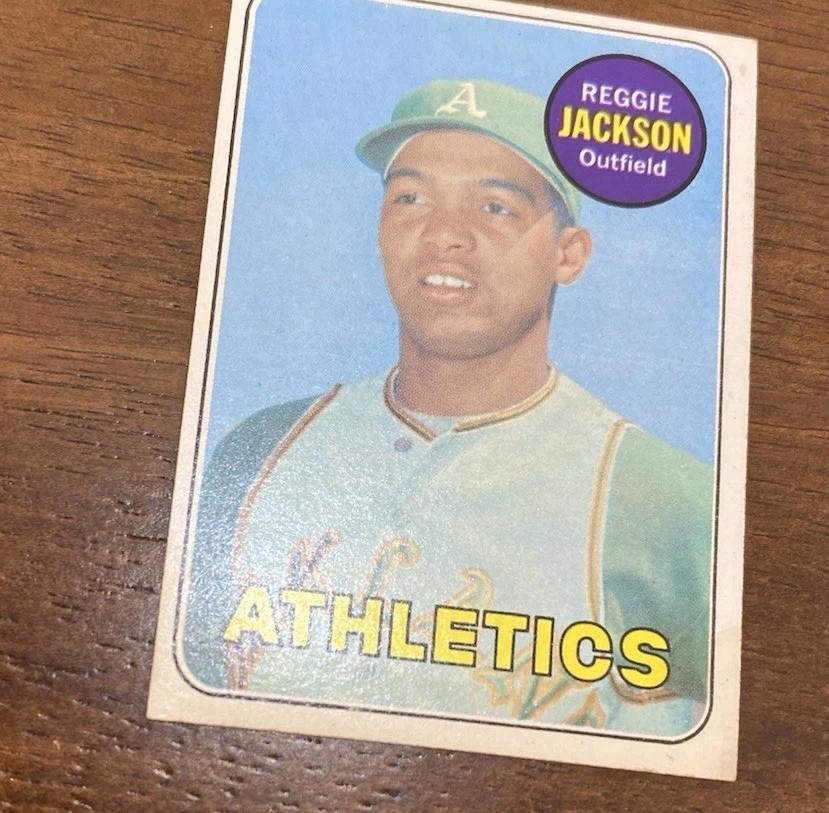 1969 TOPPS REGGIE JACKSON ROOKIE RC BASEBALL CARD #260 VG-EX STAINING ...