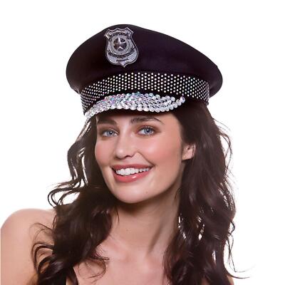 Deluxe Diamante Cop Hat Police Officer Cap Hen Stag Night Party Fancy ...