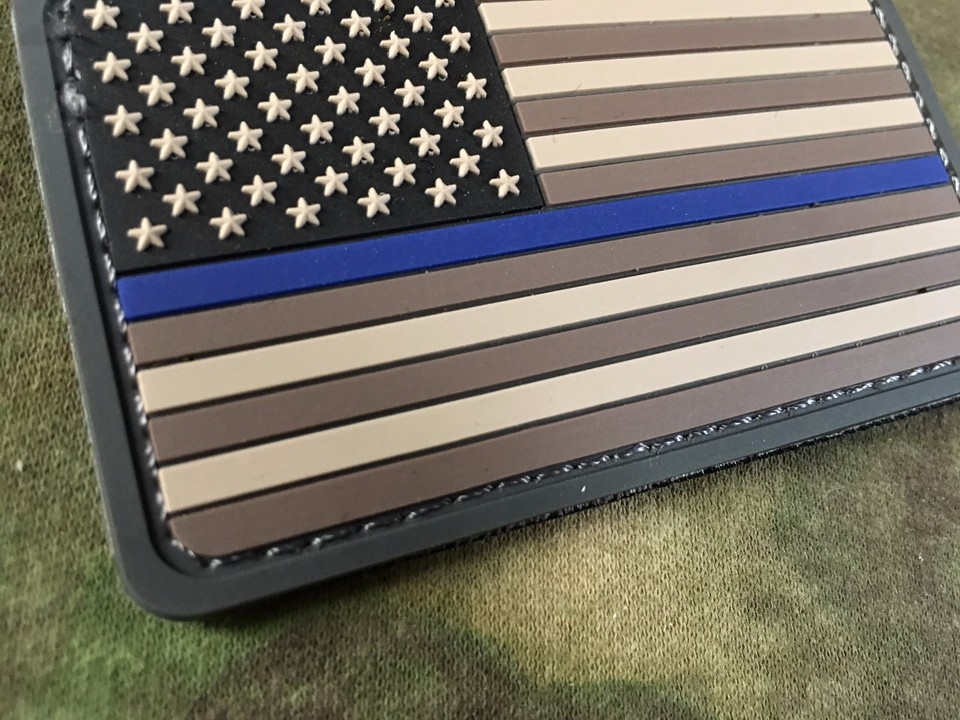 Subdued Thin Blue Line American Flag PVC Patch | eBay