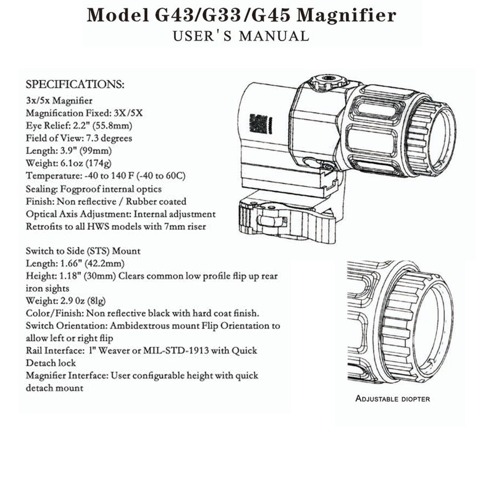 G45 5X G43 G33 3X QD Magnifier 558 Red Green Dot Holographic Reflex ...