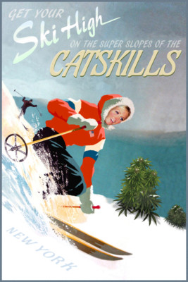 Catskills New York Snow Ski Pot High Mountains Travel Poster Paris Art ...