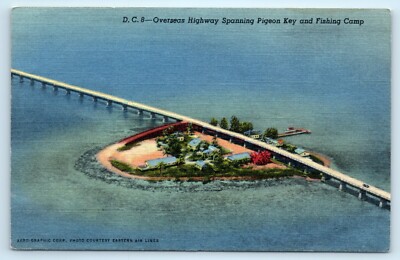 POSTCARD Overseas Highway Spanning Pigeon Key and Fishing Camp Florida ...