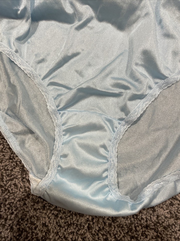 Vtg Sheer Panties Shiny Silky Nylon Gusset Lace Size 10 Sissy Sexy ...