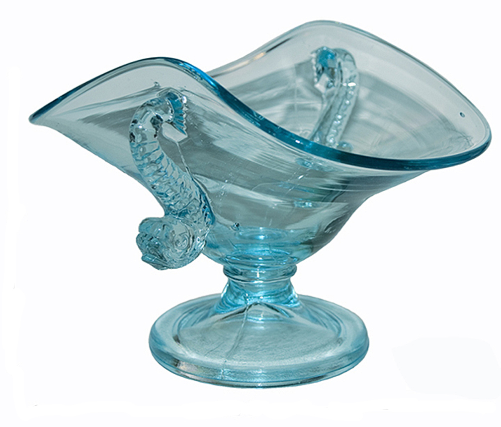 Fenton Dolphin Aquamarine #1533-7" Oval Compote | eBay