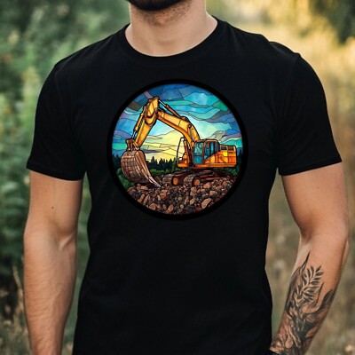 T-Shirt Herren Bagger Buntglas Motiv Baumwolle Größe XS bis 5XL | eBay.de