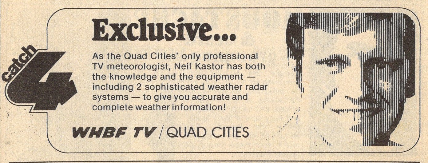 1979 WHBF QUAD CITIES,ILLINOIS TV NEWS AD ~ NEIL KASTOR WEATHER ...